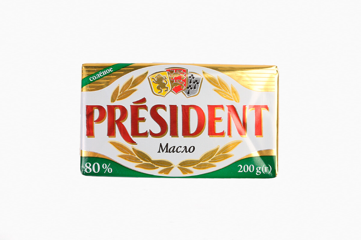 Масло соленое President 80%, 200 г с доставкой на дом в Алматы | BARON ...